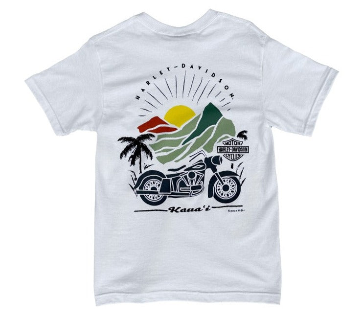 Mountain Sunset Tee - White – Kauai Harley-Davidson